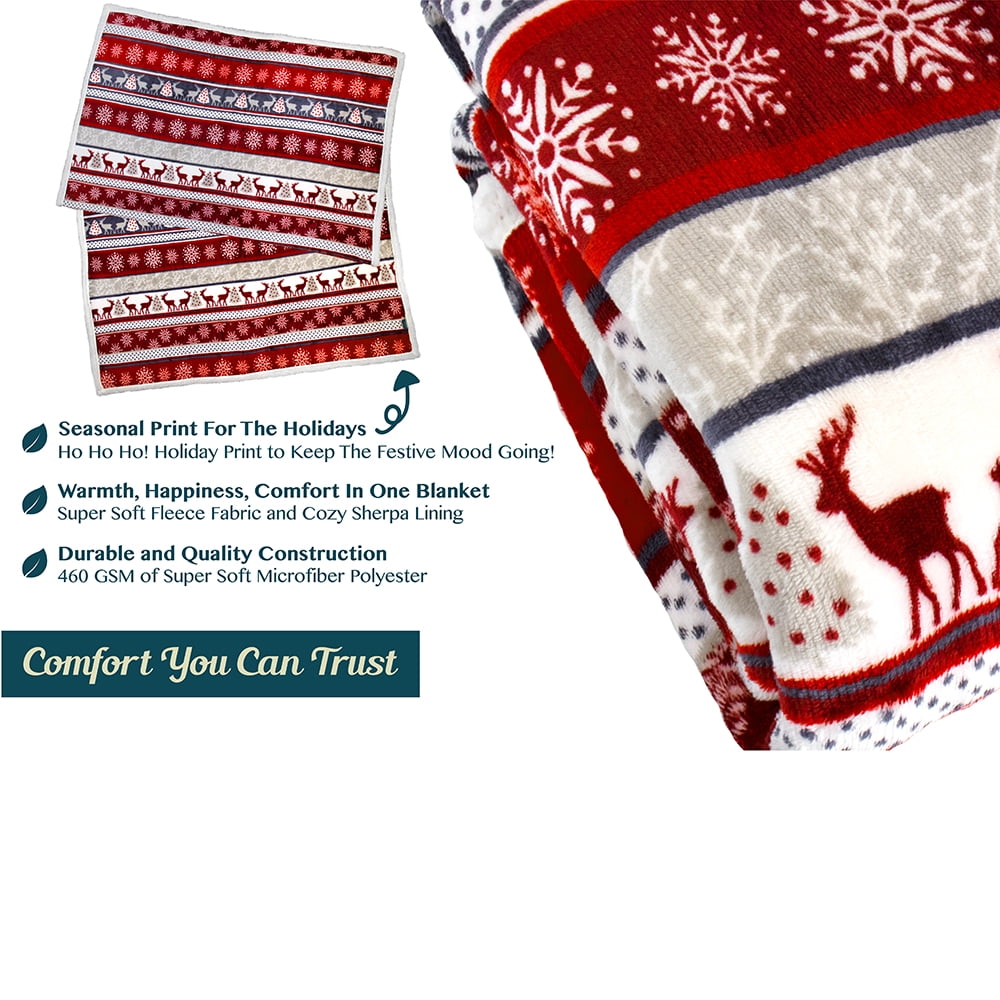 NWT Woodlands Reindeer Sherpa Throw Blanket - munimoro.gob.pe