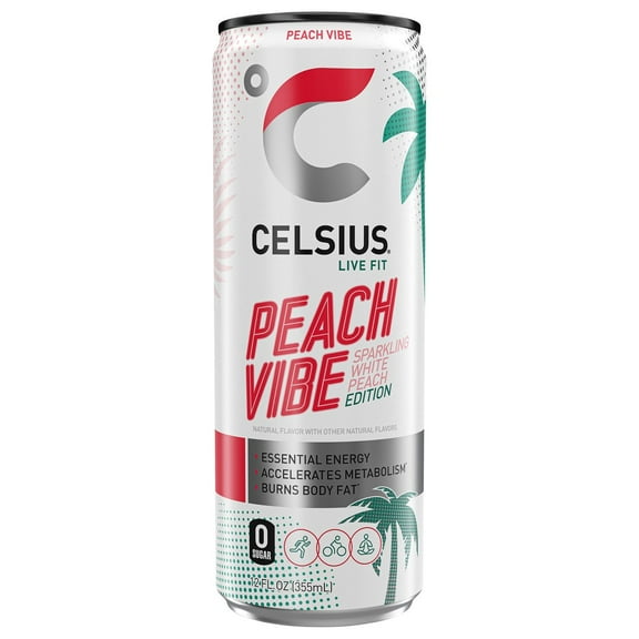CELSIUS Sparkling Fantasy Vibe, Low Calorie Carbonated Energy Drink, 12 ...