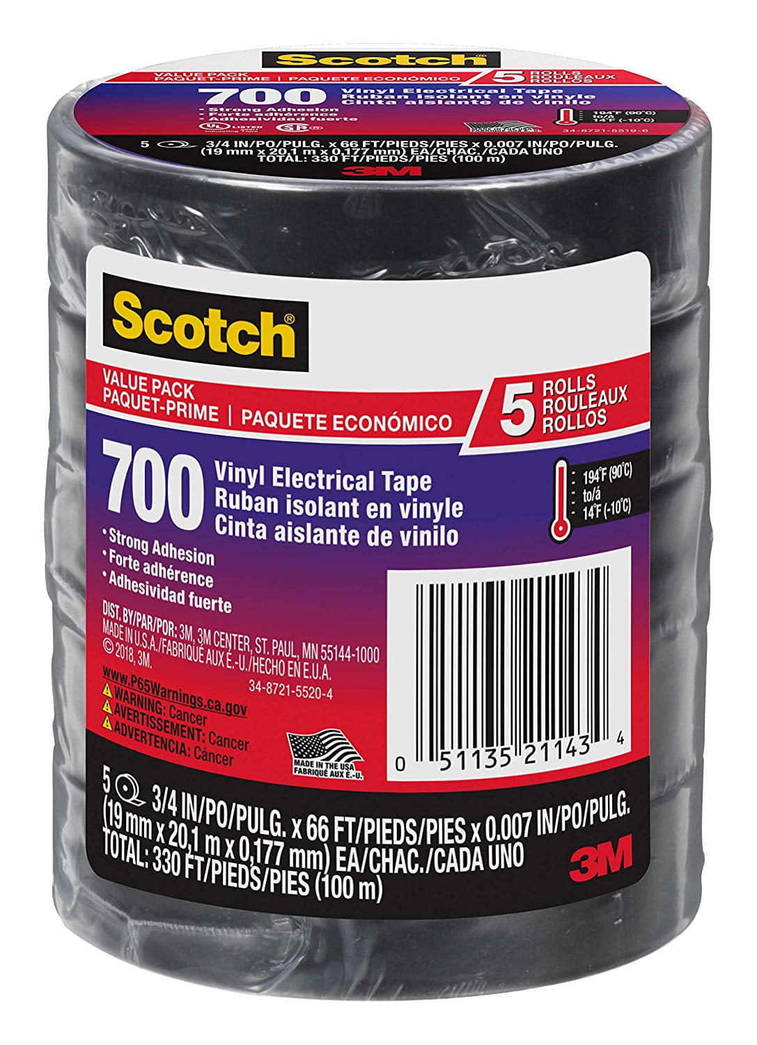 Scotch 700 Vinyl Electrical Tape 24413 BA 6 3 4 In X 66 Ft X 0 007 In Commercial Grade 7 ml scotch-700-vinyl-electrical-tape-24413-ba-6-3-4-in-x-66-ft-x-0-007-in-commercial-grade-7-ml