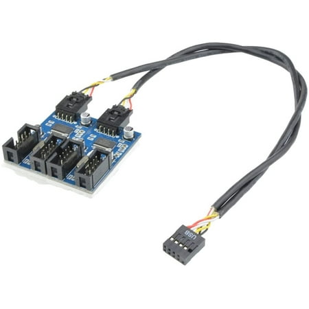 9pin USB Header Male 1 to 4 Female Extension Cable Card Motherboard 9 ...