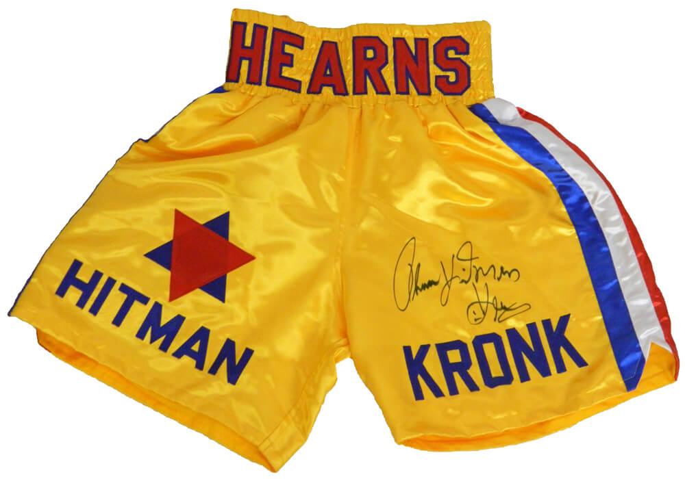 Thomas Hearns Signed Gold Hitman Boxing Trunks w/Hitman - Walmart.com