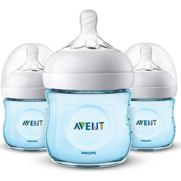 Philips Avent Natural Baby Bottle, Blue, 4oz, 3pk, SCF010/39 - Walmart ...