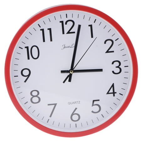 Silent Universal Round Wall Clock - AA Battery Operated - Colorful Red ...