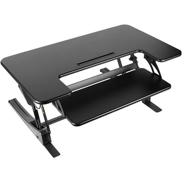 VIVO Black Corner Height Adjustable Cubicle Sit to Standing Tabletop ...