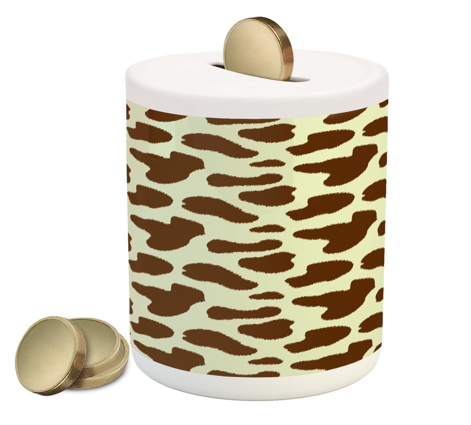 Cow Print Piggy Bank, Cattle Skin with Brown Spots Agriculture Cow Oxen ...