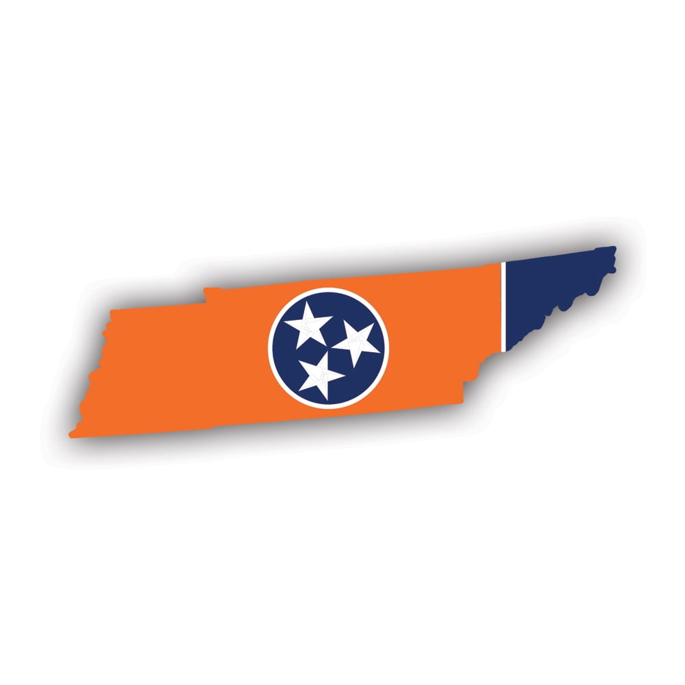 Volunteer Orange Tennessee Shaped Flag Sticker Decal - Self Adhesive ...