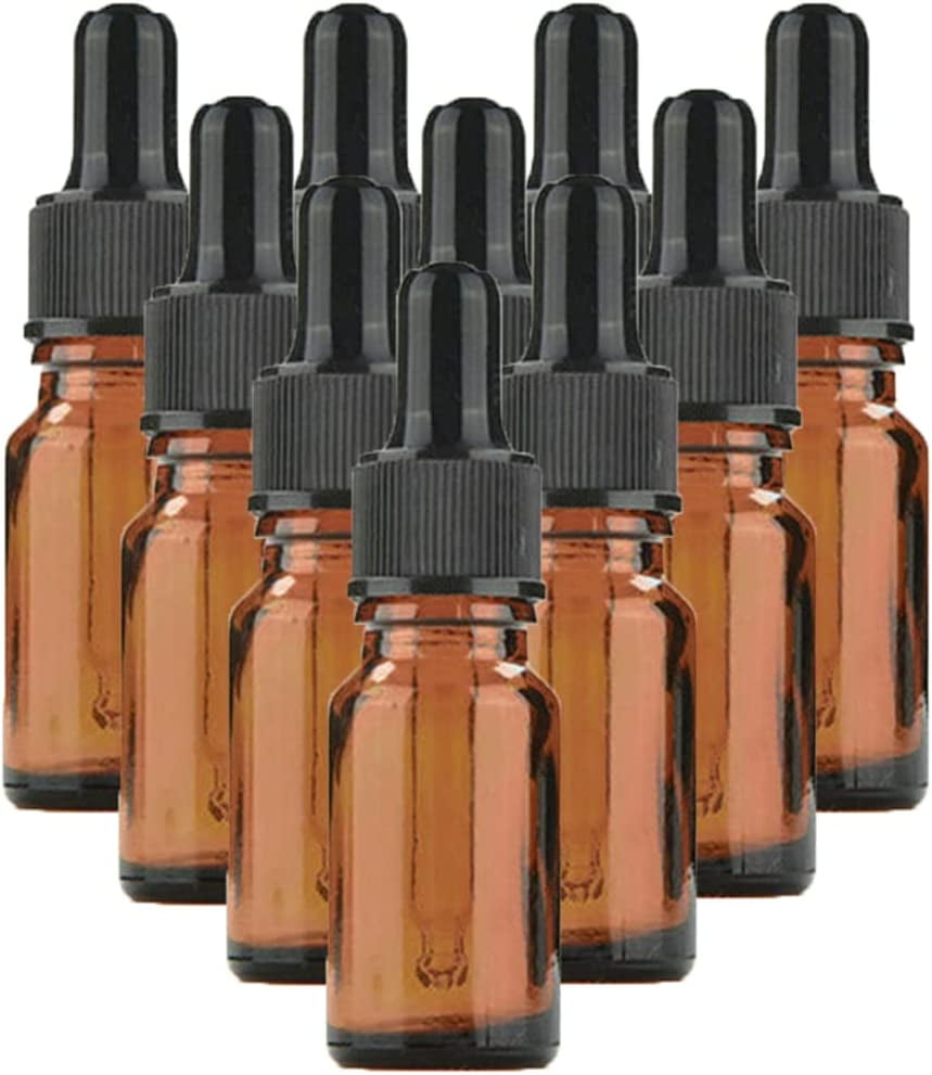 10Pcs Amber Glass Dropper Bottles With Black Caps, Measured Pipette ...