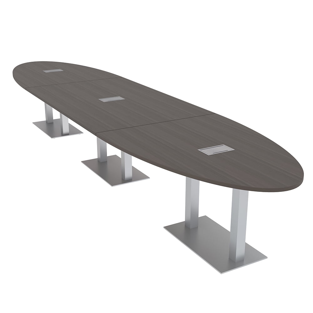 18-Foot Large Modular Powered Conference Table Oval Shape Metal Bases ...