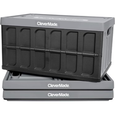 CleverMade Plastic Containers Box Crate with Handles - 3 Pack Stackable ...