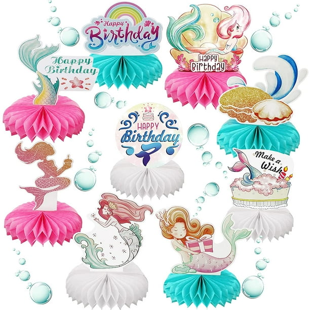 9 Pieces Rainbow Little Mermaid Honeycomb Centerpiece Mermaid Honeycomb ...
