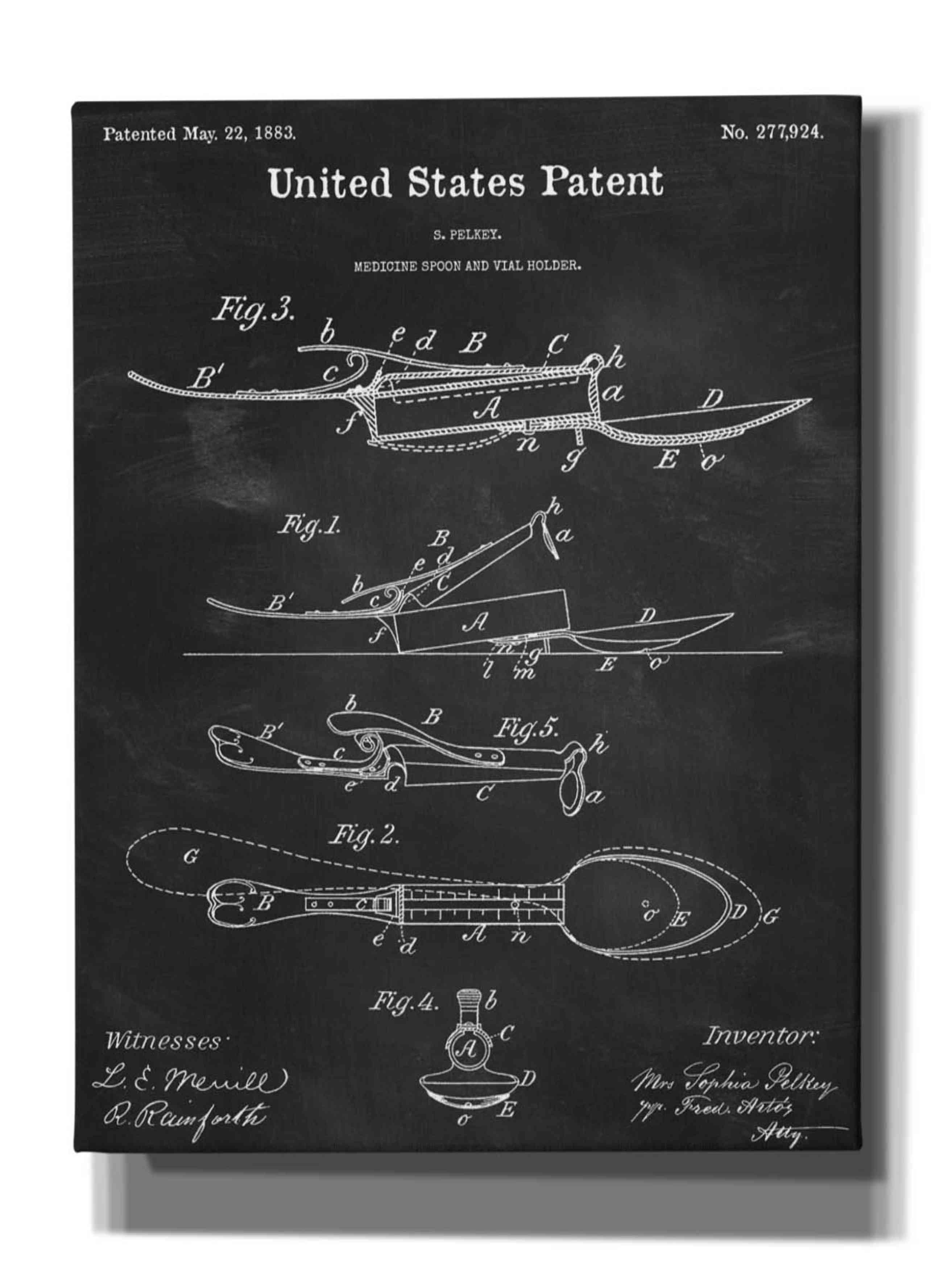 Epic Graffiti 'Medicine Spoon Blueprint Patent Chalkboard,' Canvas Wall ...