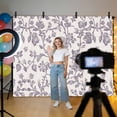 7x5ft Photo Backdrop, Purple Floral Leaf Soft Polyester Backdrop ...