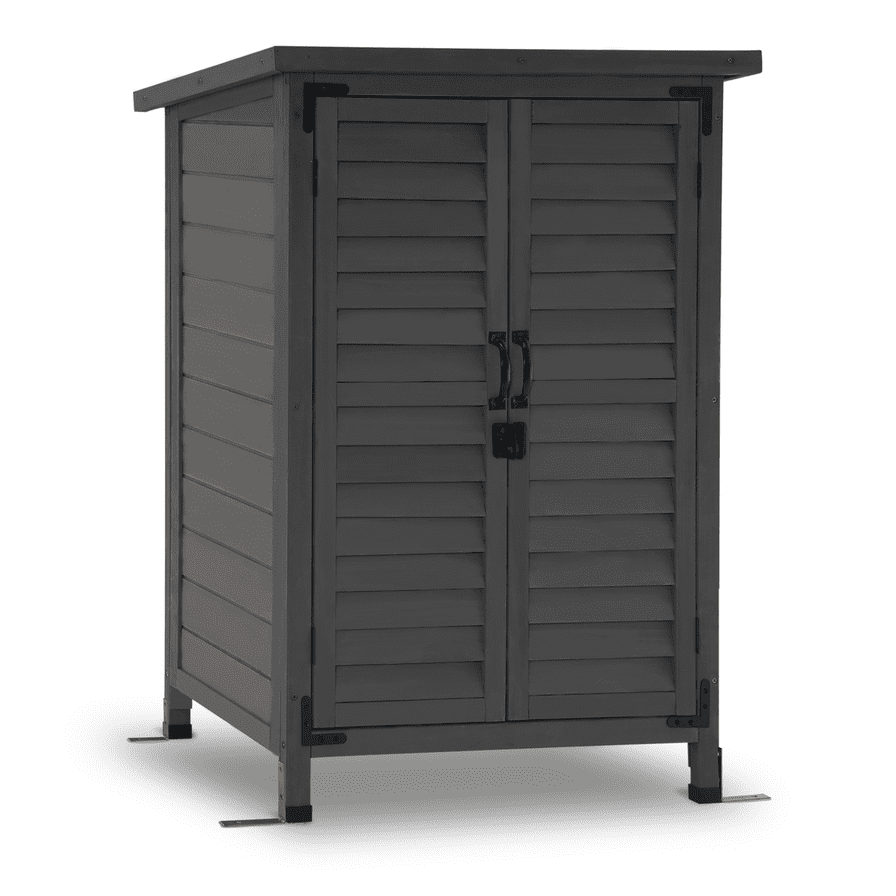 Mcombo Outdoor Wood Storage Cabinet, Small Size Garden Wooden Tool Shed ...