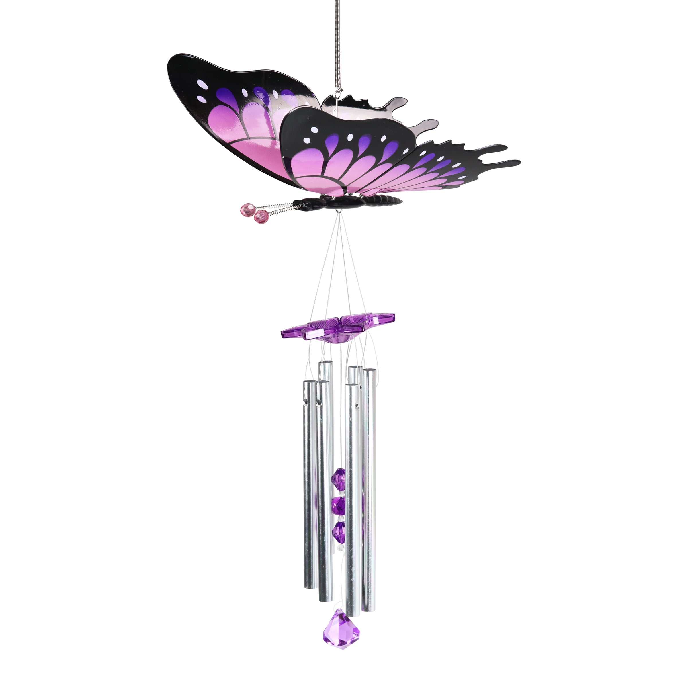 Exhart Large WindyWings Butterfly Wind Chime in Purple, 11 by 24 inches ...