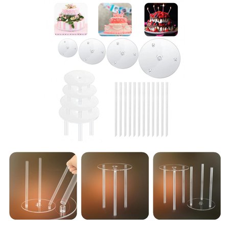 1 Set Transparent Stacking Cake Supports Food Grade Reusable 4 Cake ...