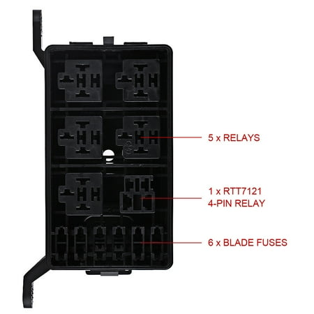 FAGINEY 6-Way Fuse Relay Holder Box Socket for Auto Car SUV Off-Road ...