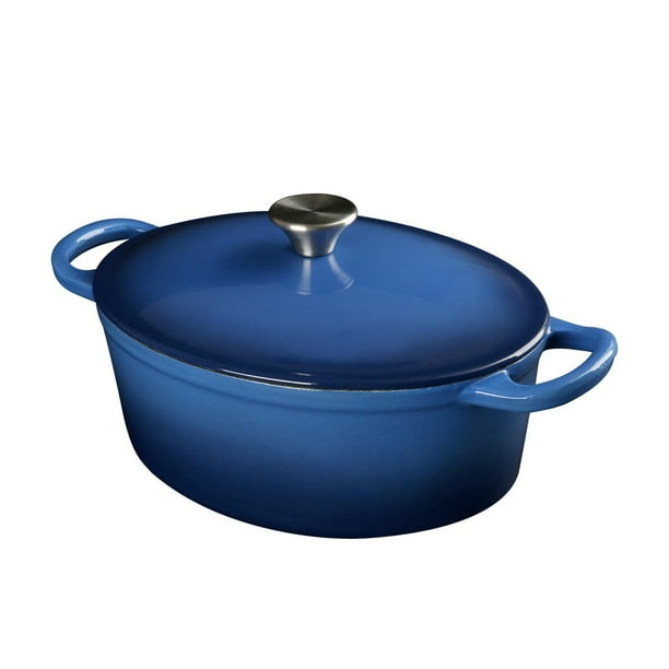 Mainstays Enameled Oval Cast Iron 4.12qt Casserole, Blue, MS Enameled ...