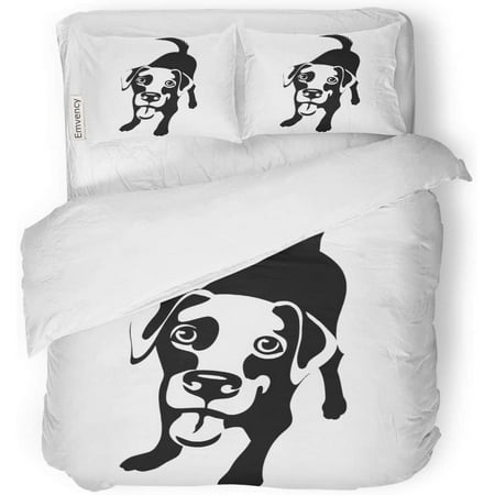 POGLIP 3 Piece Bedding Set Black Cartoon of Labrador Retriever Dog Lab ...