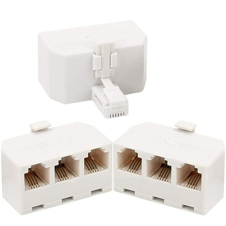 Telephone Splitters,RJ11 6P4C Duplex Wall Jack Adapter Dual Phone Line ...