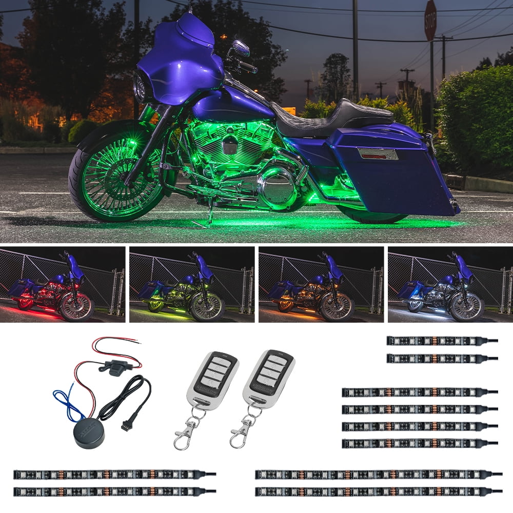 LEDGlow 10pc Advanced Million Color LED Flexible Motorcycle Lighting ...