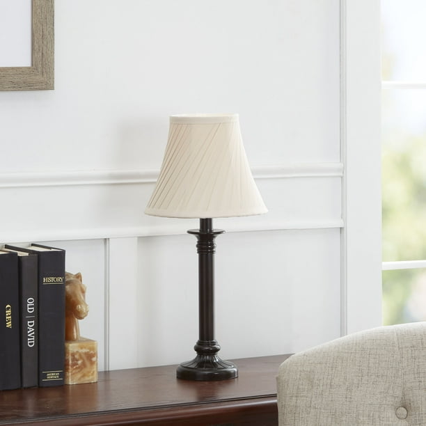 Mainstays Plastic Table Lamp with Twist Pleat Shade, Brown Finish ...
