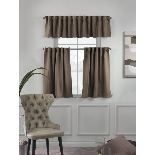 3S Brother's Solid Linen Look Curtains Drapes Kitchen Valance Set of 3 ...