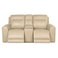 Doncella Beige Sand Leather Power Reclining Console Loveseat - Walmart.com