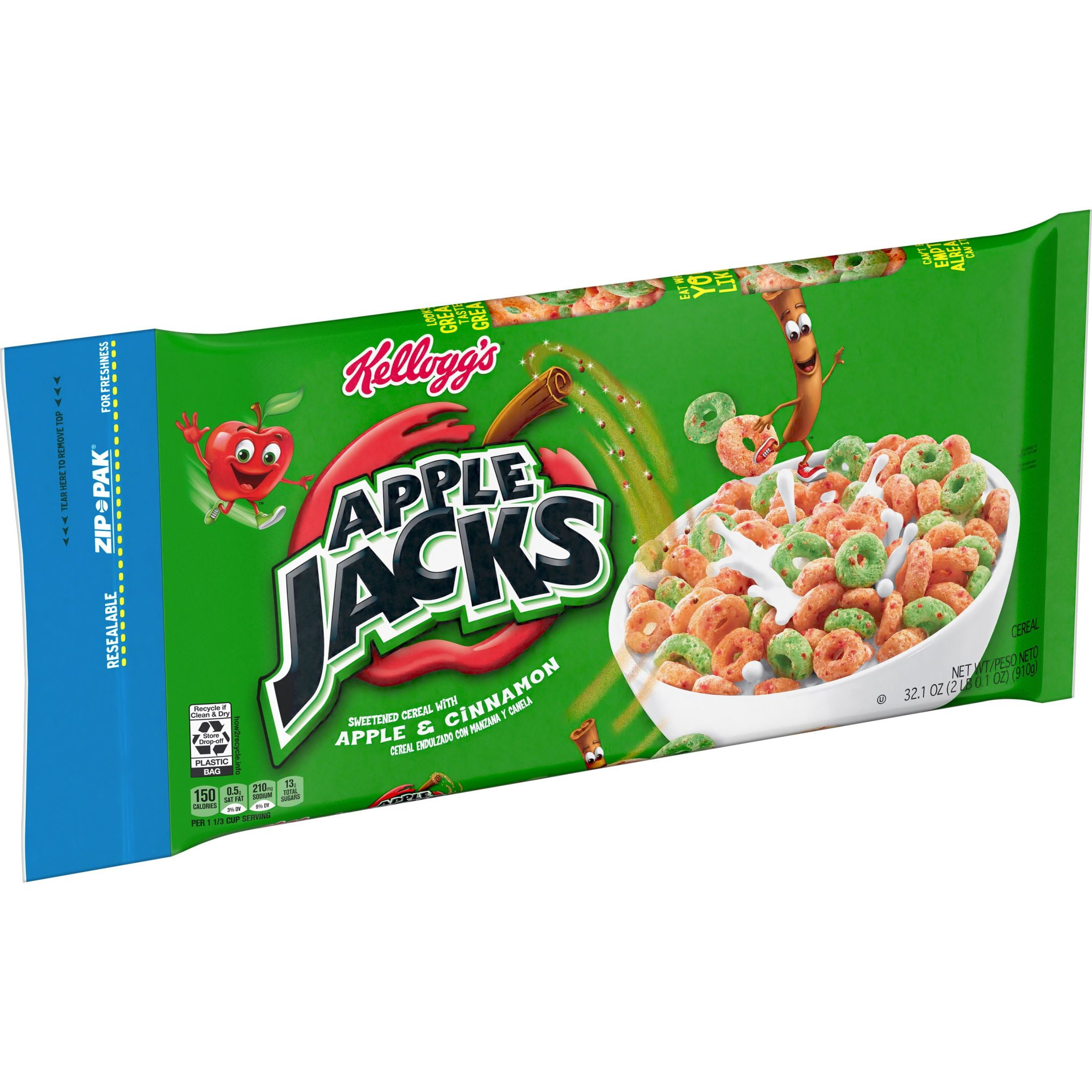 Kellogg's Apple Jacks Original Cold Breakfast Cereal, 32.1 oz - Walmart.com