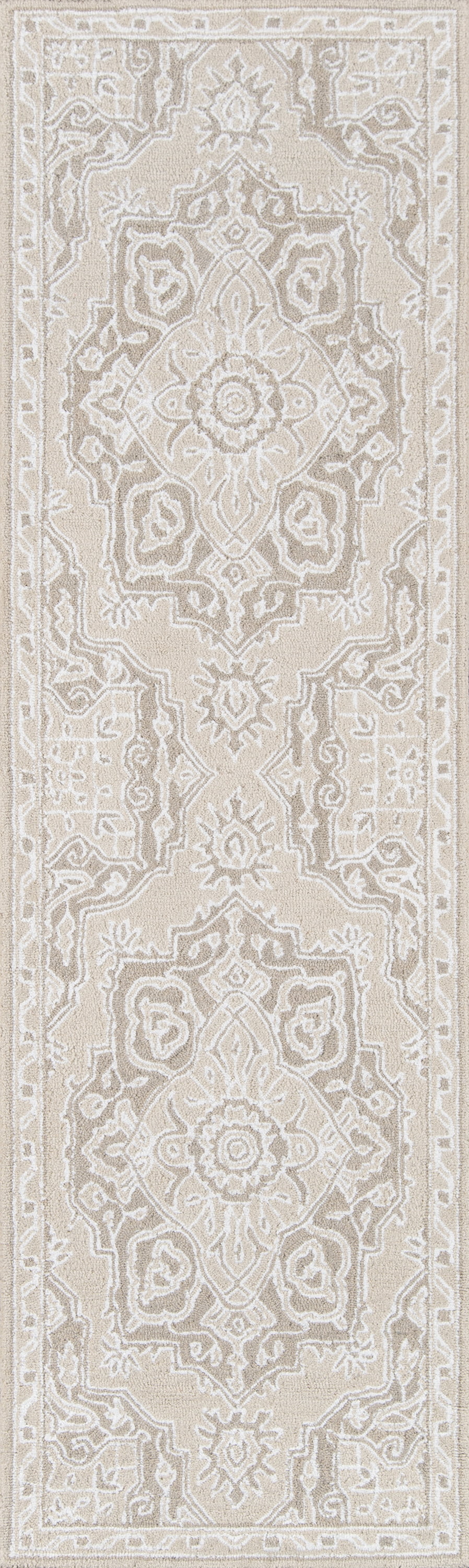 Momeni Valencia Hand Tufted Wool and Viscose Beige Runner 2'3" X 8 ...