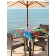 Marine Life Square Outdoor Tablecloth with Umbrella Hole Red Yellow ...