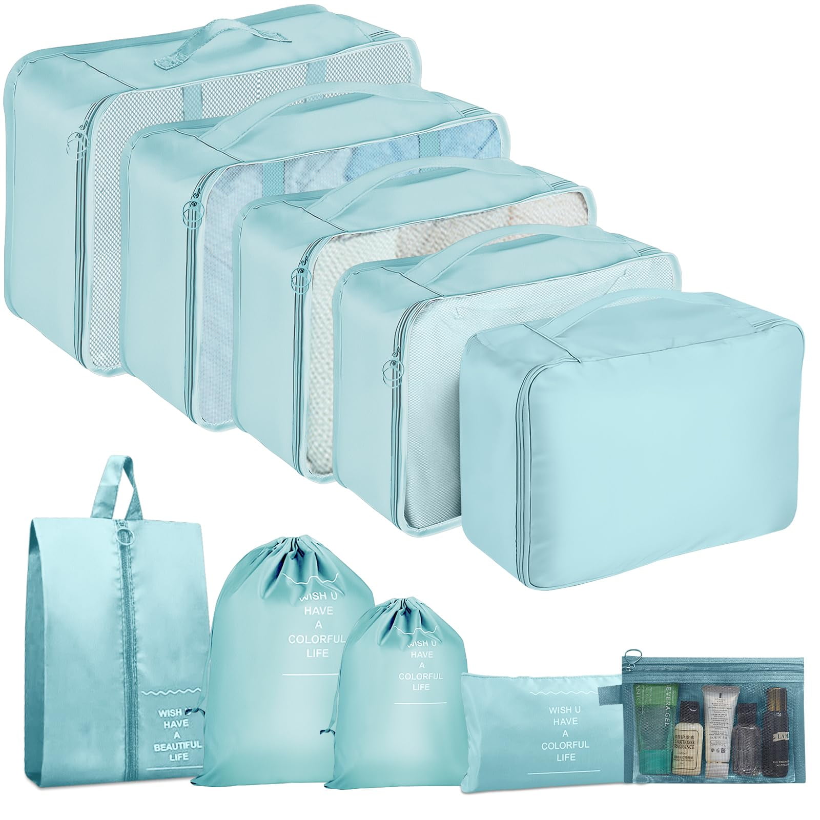 Juego de 10 bolsas organizadoras de equipaje YEEYAA de Packing Cubes ...