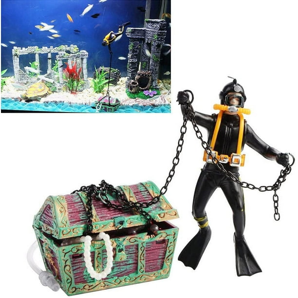 SHAR Treasure Hunter Ornament Aquarium Fish Action Figure Diver ...