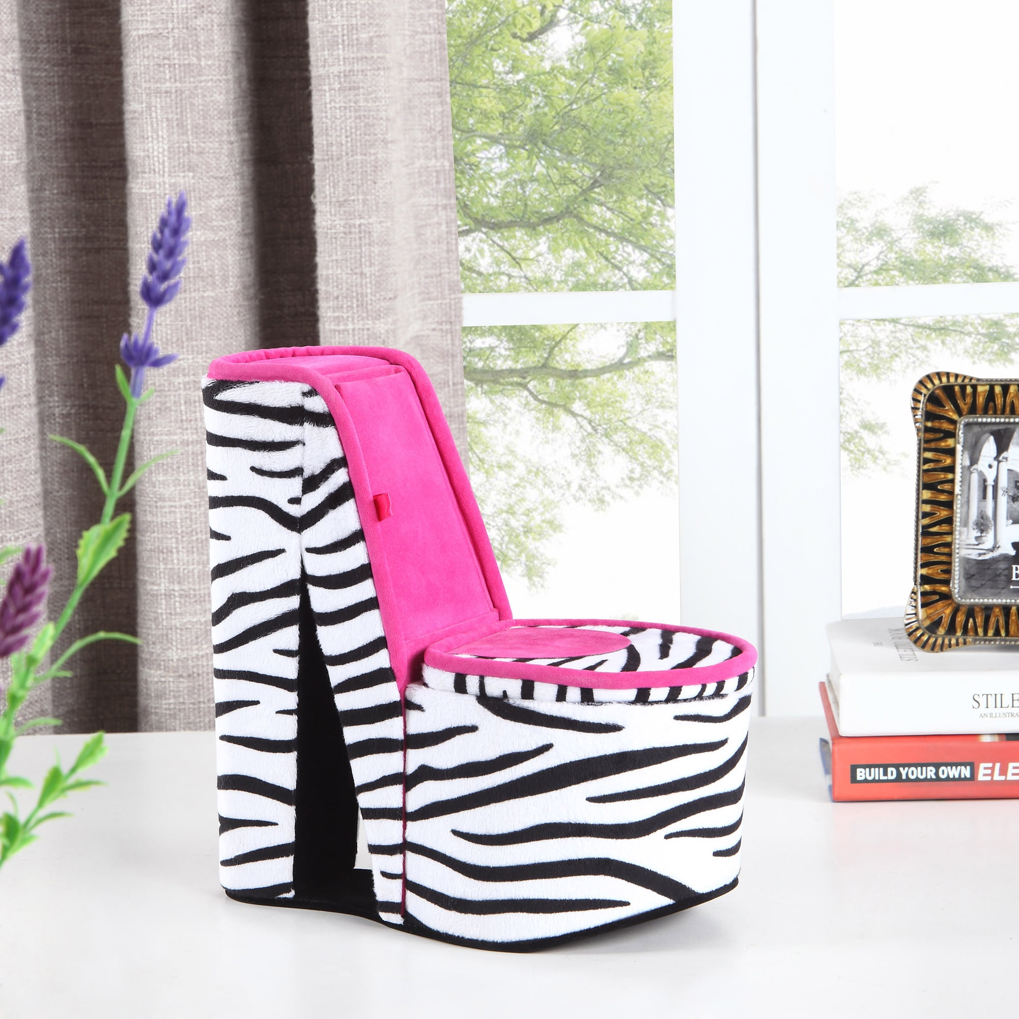 9" in Zebra Print High Heel Shoe Hidden Jewelry Box - Walmart.com