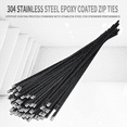 Metal Zip Ties Black 300Pcs 11.8 Inch 304 Stainless Steel Epoxy Coated ...