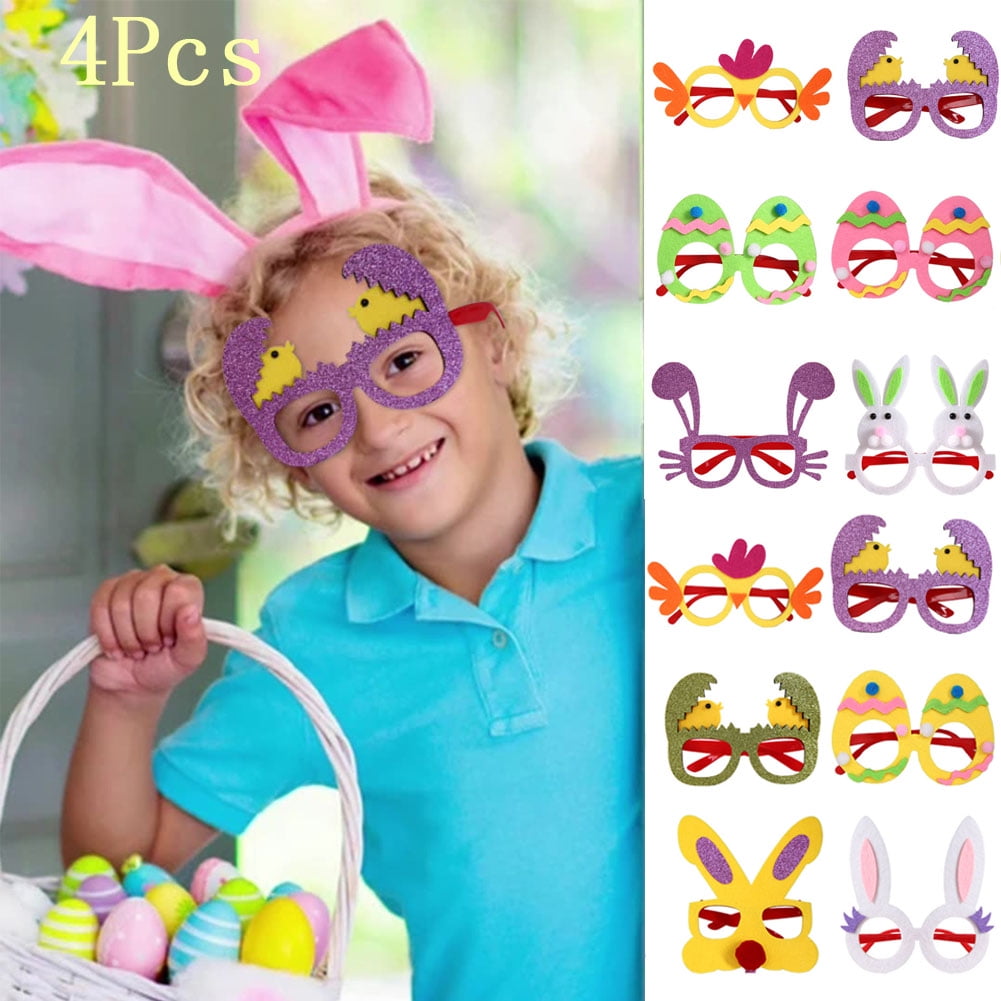 UDIYO 4 Pairs Felt, Easter Glasses for Kids | Hatching Eggs Foam Easter ...