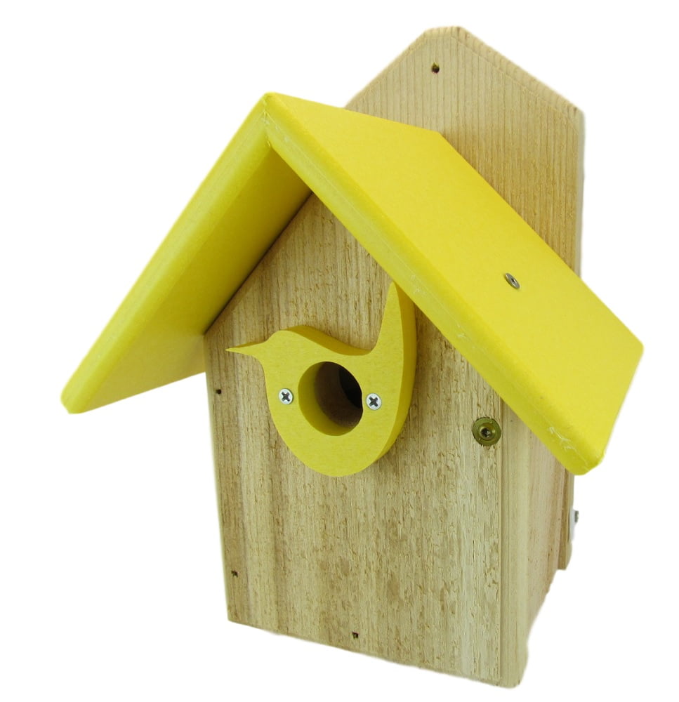 JCs Wildlife Post Mount Cedar Wren House w Poly Roof & Birdhouse ...
