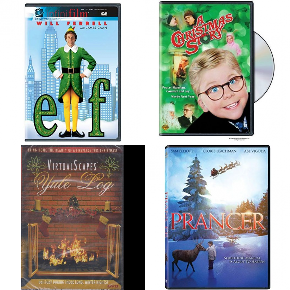 Christmas Holiday Movies DVD 4 Pack Assorted Bundle: Elf, A Christmas ...