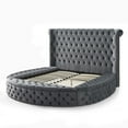 "Better Home Products Elizabeth Tufted Frame Velvet Round Storage Queen ...