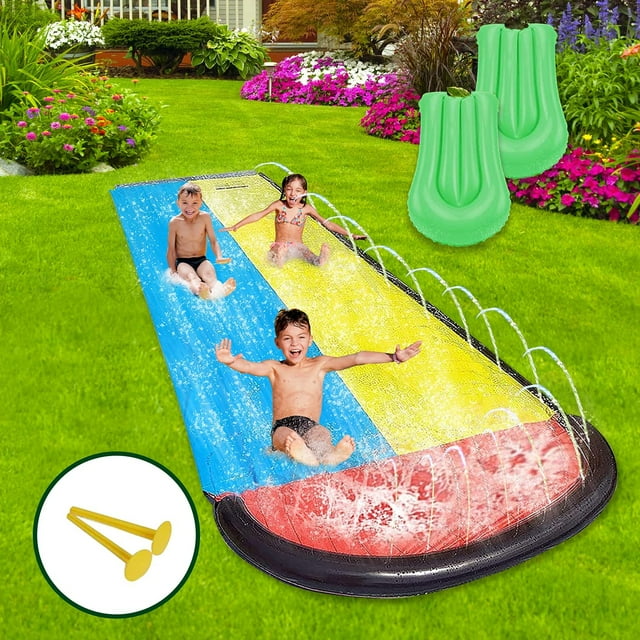 Annel 15.5ft Double Race Slip Summer Backyard Games Water Toys, Lawn ...