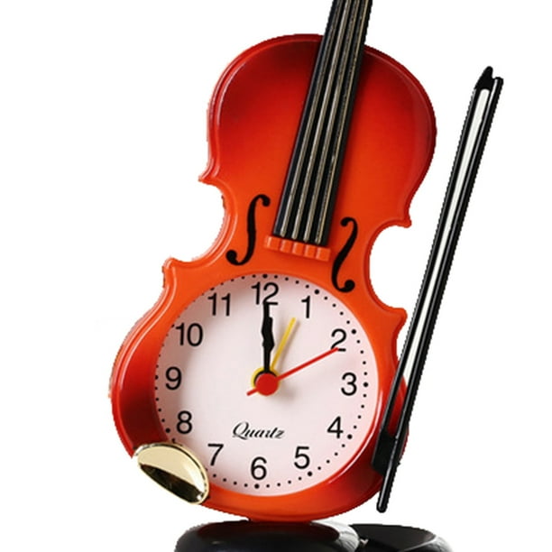 Plastic Violin Shape Design Round Clock Battery Powered Quartz Table ...