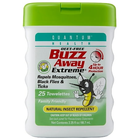 Buzz Away Extreme DEET-Free Natural Insect Repellent Towelettes, 25 ...