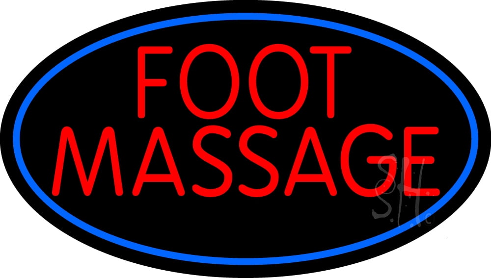 Red Foot Reflexology LED Neon Sign 13 x 24 - inches, Black Square Cut ...