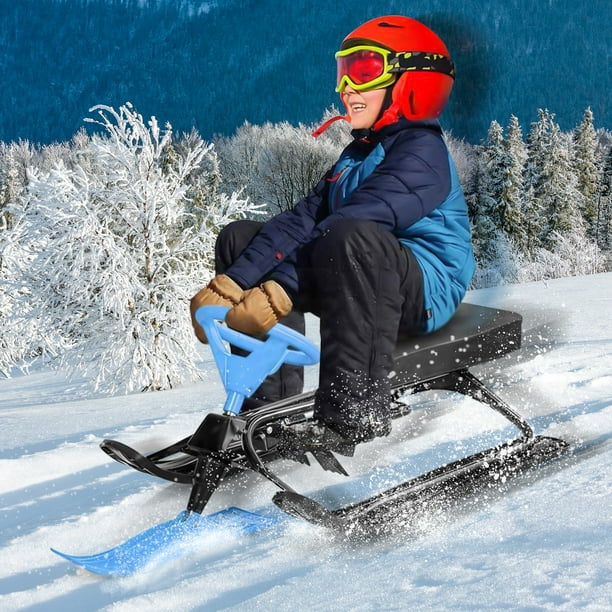 Snow Racer Sled for Kids, 45'' Steering Racer Sled with Twin Brakes ...