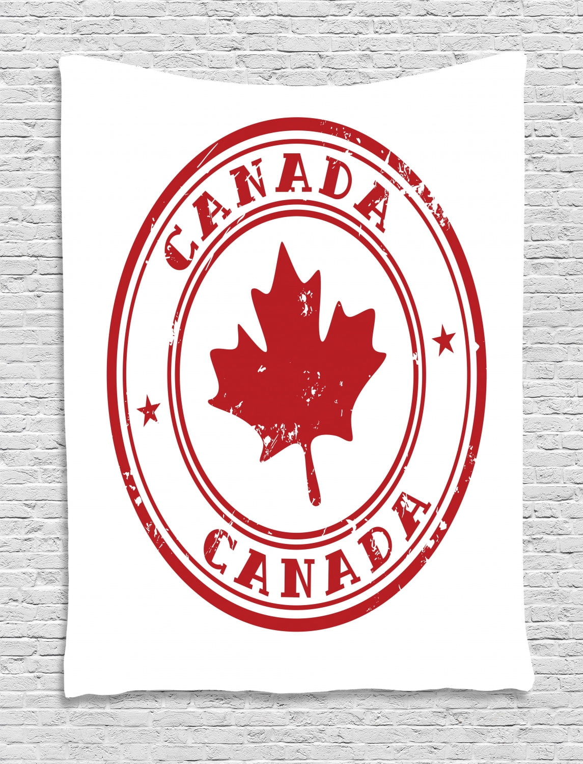 Canada Tapestry, Rubber Stmap Print with Canadian Flag Motif Maple ...