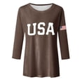 Fshinging Essentials Women T Shirts Independence Day Letter Print 3/4 ...