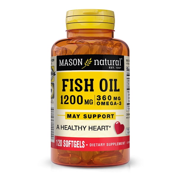 Mason Natural Fish Oil 1,200 mg Omega-3 360 mg - Healthy Heart ...