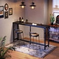 71 Inch Rectangular Bar Height Table with Metal Frame and Industrial ...