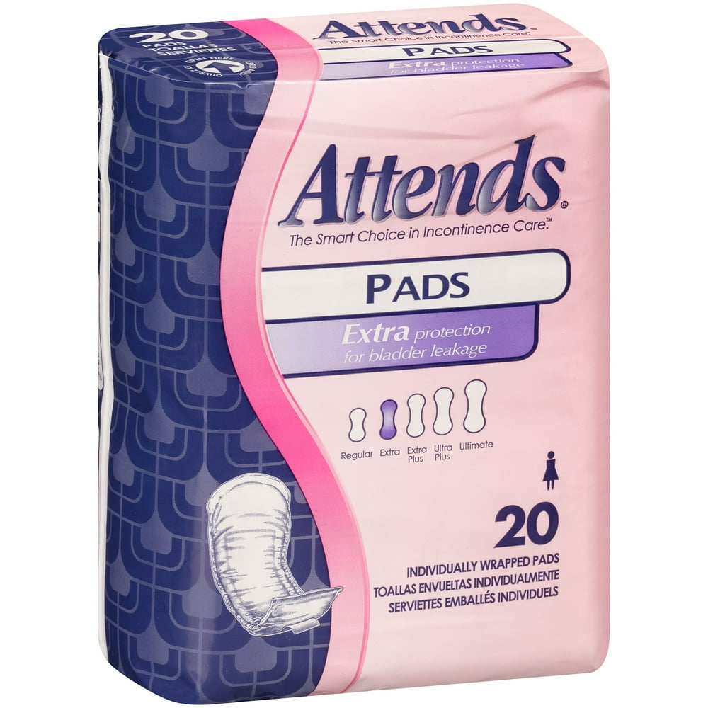 LP0300 Attends® Extra Individually Wrapped Pads, 20 Count - Walmart.com ...