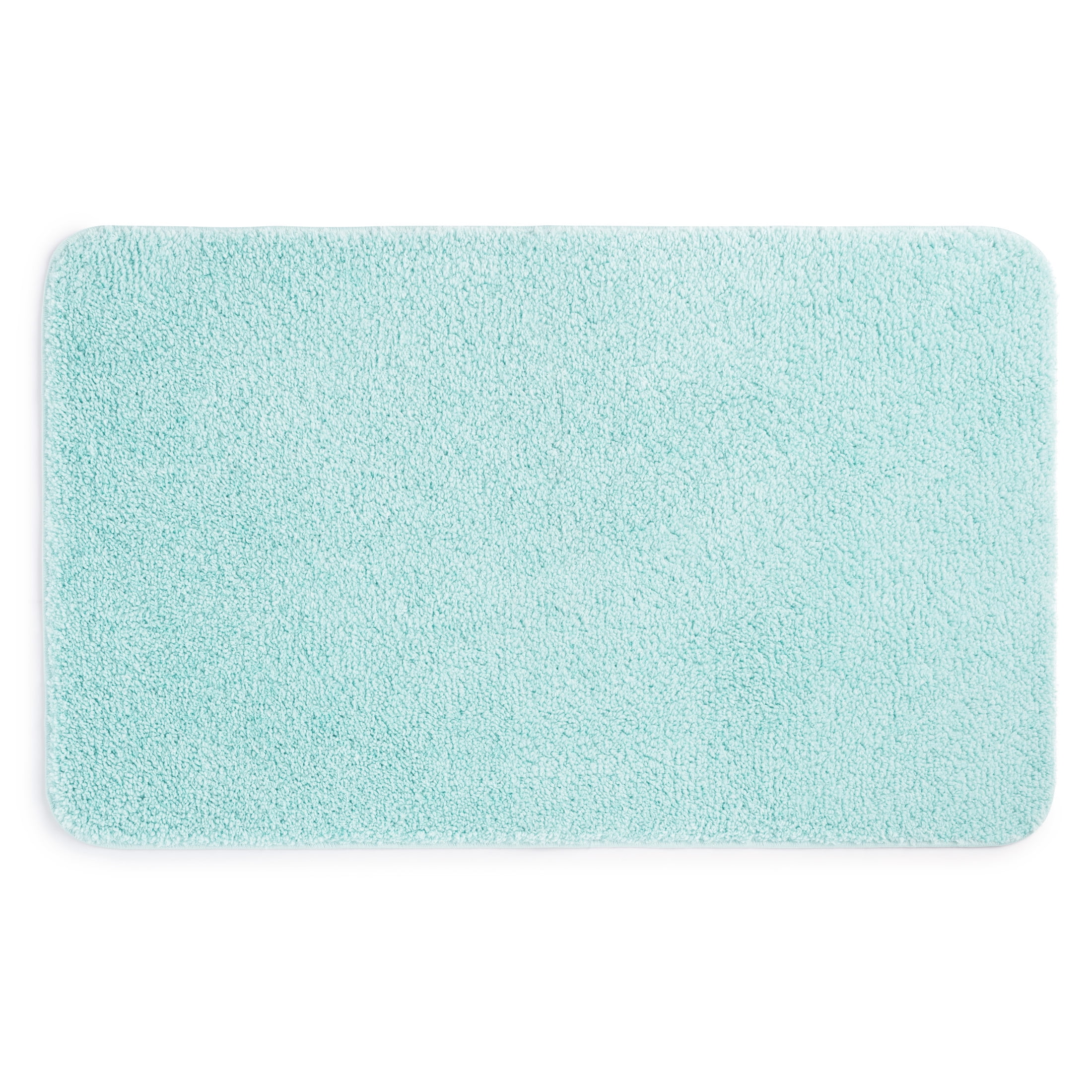 Mainstays Basic Aqua Polyester Skid Resistant 24" x 40" Bath Rug ...