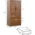 WIRRYTOR Armoire Wardrobe Closet, 2 Woven Doors, 2 Storage Drawers ...